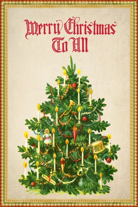 Vintage Christmas Card Fir Tree Free Stock Photo Public Domain Pictures