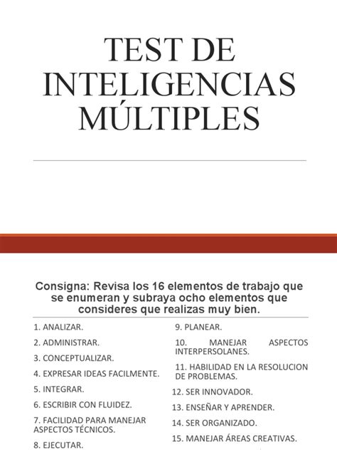 Test De Inteligencias Multiples Pdf Ciencia Cognitiva Cognición