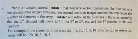 Solved 2 Write A Function Named Rotate That Will Receive
