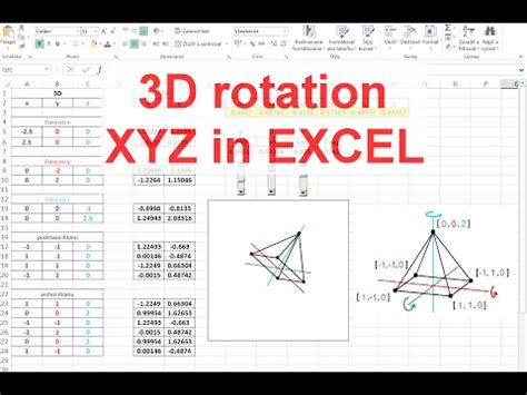 Excel D Rotation Of Xyz Objects And Coordinates Youtube