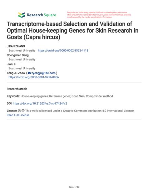 Pdf Transcriptome Based Selection And Validation Of Optimal House