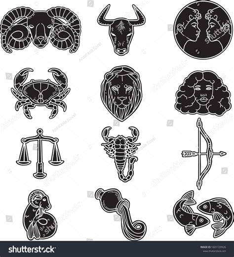 Vector Set Zodiac Signs Aries Taurus Stock Vector Royalty Free