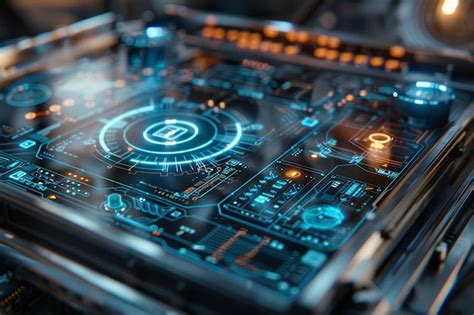 산업 생산을 관리하기 위한 홀로그램 컨트롤 패널 프리미엄 Ai 생성 이미지