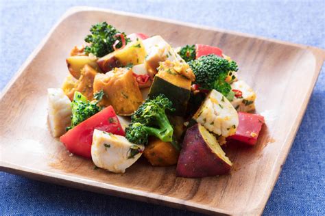 レシピ 137 食べ応えのある満足サラダ「サラダチキンと温野菜のペペロンサラダ」 ローソン高知ママクラブ