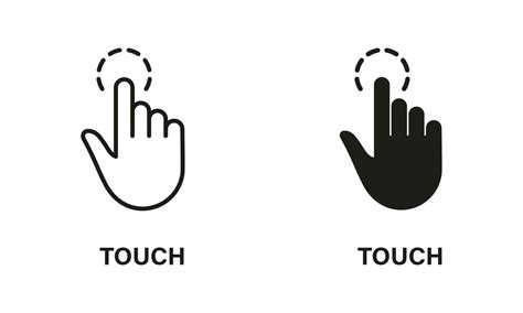 Touch Gesture Hand Cursor For Computer Mouse Line And Silhouette Icon Set Swipe Click Tap