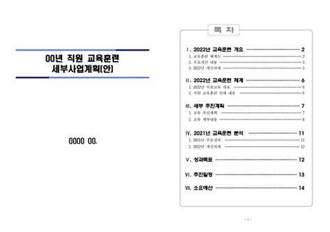 2023년 직원교육훈련 세부사업계획안 기업회사