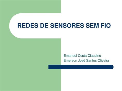 Ppt Redes De Sensores Sem Fio Powerpoint Presentation Free Download