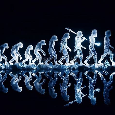 Illustration Showing The Evolution Of The Human Species Stock