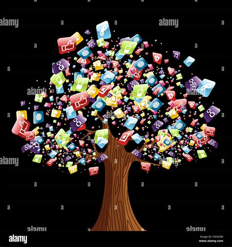 Smart Phone Application Icons Tree Vector Illustration Layered For Easy Manipulation And