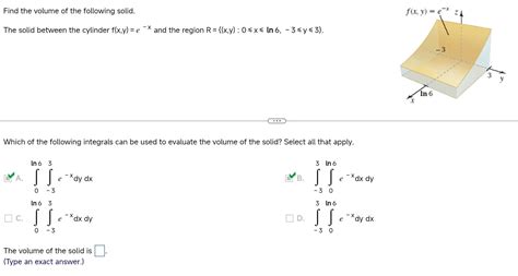 Solved Find The Volume Of The Following Solid The Solid