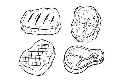 Hand Drawn Meat And Steak Vector Art