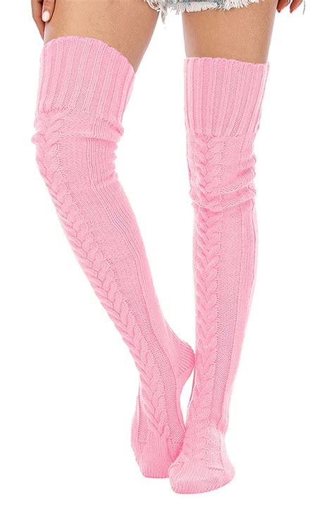 Sherrydc Womens Cable Knit Thigh High Socks Winter Boot Stockings