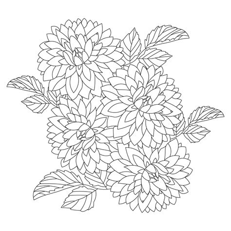 ilustração de flor dália traço de lápis no design de arte doodle de