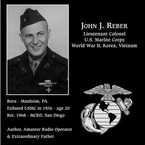 Lieutenant Colonel John J Reber Mt Soledad Virtual Plaque