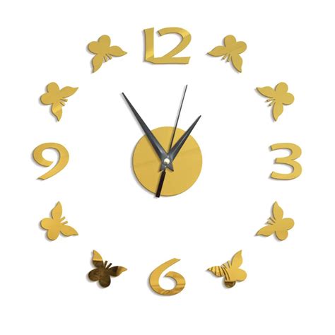 Gz099 бабочка с цифрами стерео акриловые зеркальные настенные часы библиотеки Спальня Гостиная