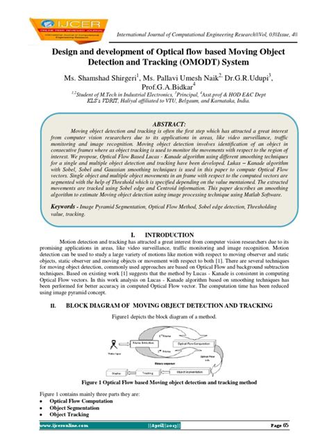 Design And Development Of Optical Flow Based Moving Object Detection