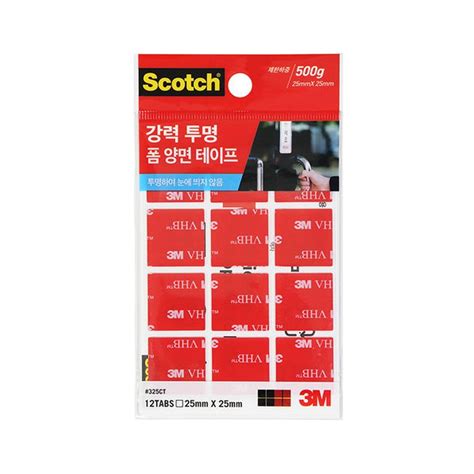 3m 강력 투명 폼 양면테이프 사각 325ct 25x25mm 홈플러스 택배배송