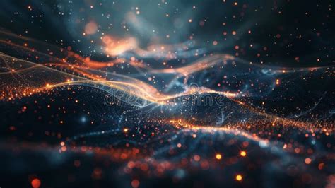 Abstract Digital Landscape With Glowing Particles Stock Image Image Of Abstract Mist 368955341