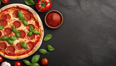 Premium Ai Image Tasty Pepperoni Pizza And Cooking Ingredients