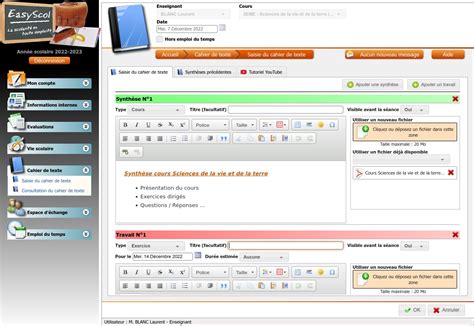 Cahier De Texte EasyScol