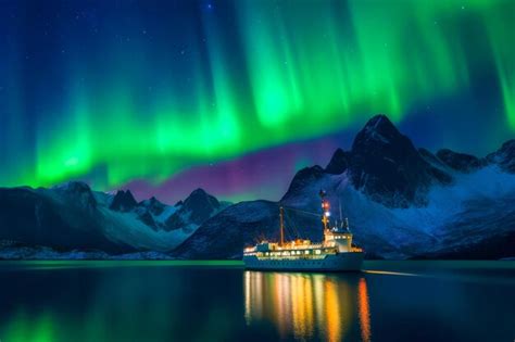 Premium Photo The Tranquil Fjord Becomes A Captivating Setting As The