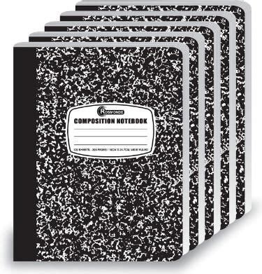 Rosmonde Composition Notebook Wide Ruled 5 Pack 200 Pages 100 Sheets