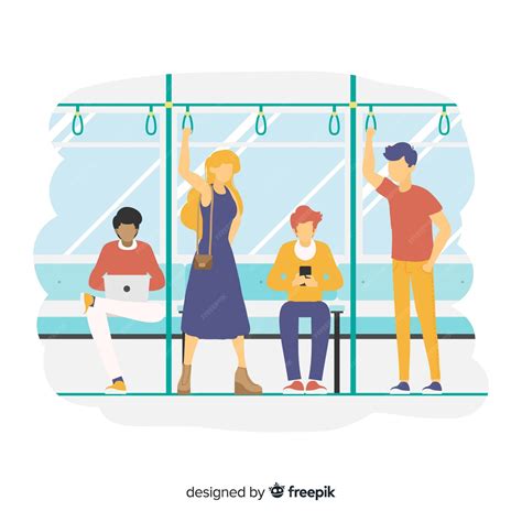 지하철에있는 사람들 무료 벡터
