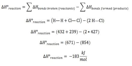 Standard Enthalpy Of Reaction From Average Standard Bond Enthalpies