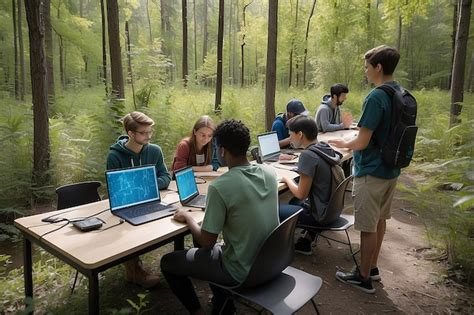 Premium Photo Lab With Students Using Ai To Analyze Patterns In Ecological Data