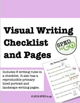 Visual Writing Checklist By SPED To Go TPT