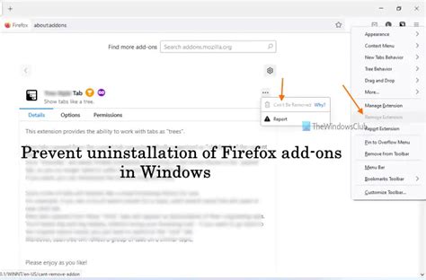 How To Prevent Uninstallation Of Firefox Add Ons In Windows