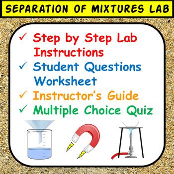 Separation Of Mixture Kit Lab Instructions Teacher Guide Assignment Quiz