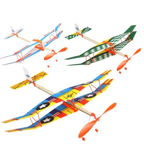 Diy Hand Throw Flying Glider Planes Elastic Rubber Band Powered Flying