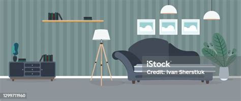 현대적인 객실 소파 옷장 램프 그림이있는 거실 가구 인테리어 벡터 0명에 대한 스톡 벡터 아트 및 기타 이미지 0명 3차원 형태 가구 Istock
