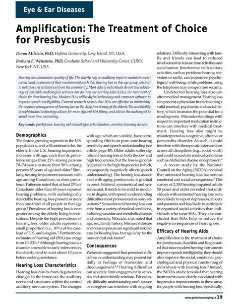 Amplification The Treatment Of Choice For Presbycusis