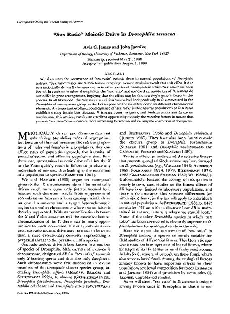 Pdf ``sex Ratiomeiotic Drive In Drosophila Testacea