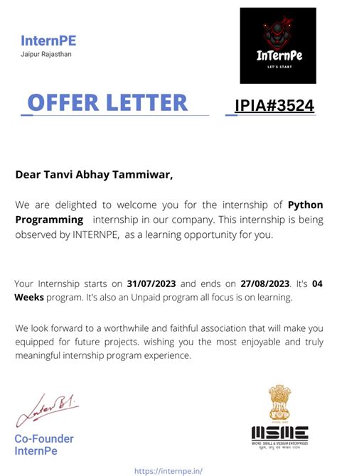 tanvi tammiwar on linkedin python programming internship