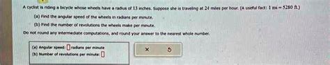 solved a find the angular speed of the wheels in radians per minute