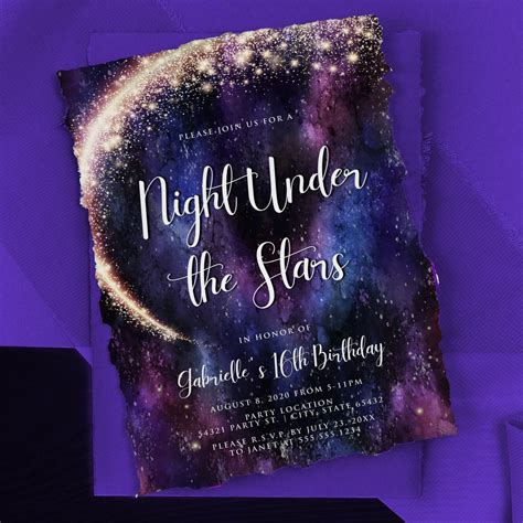 A Night Under The Stars Invitation Printable Birthday Invitation