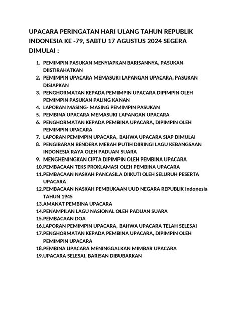 Upacara Peringatan Hari Ulang Tahun Republik Indonesia Ke Pdf