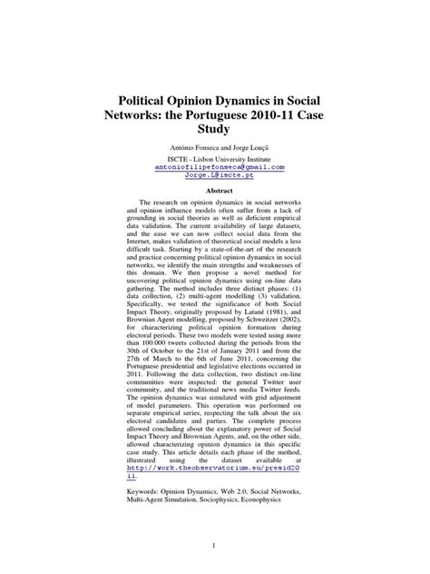 Political Opinion Dynamics In Social Networks Pdf Social Networking Service Social Media