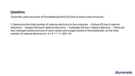 Solved Draw The Lewis Structure Of Formaldehyde H2co Click To Draw A
