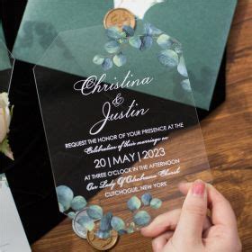 Floral Greenery Wedding Invitations Online Clarity Co Acrylic