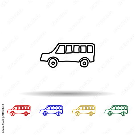 School Bus Sketch Multi Color Style Icon Simple Thin Line Outline Vector Of Education Icons