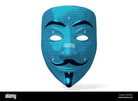 Anonymous Mask With Binary Code Isolated On White Background Stock