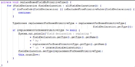 an example of java application refactoring rule for type replacement