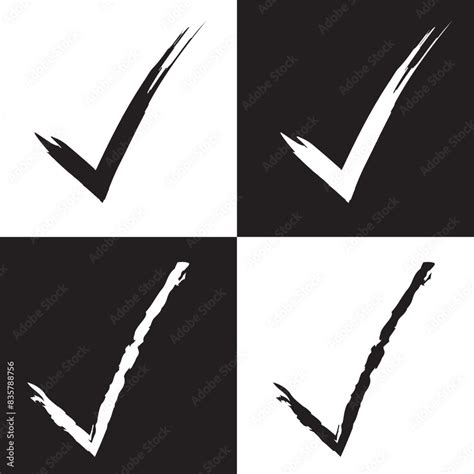 Vektor Check Mark Icon Hand Drawn Check Mark Signs Doodle Effect Stain Collection Chalk