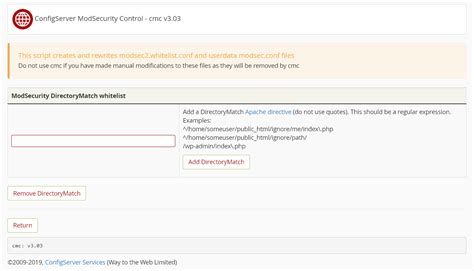 ConfigServer Modsecurity Control Cmc ConfigServer Services