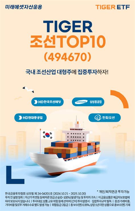 조선 슈퍼 사이클 노린다미래에셋자산운용 ‘tiger 조선top10 Etf 상장