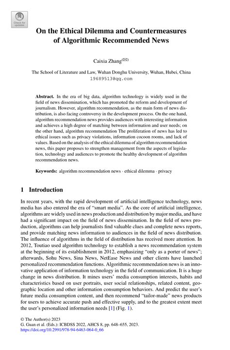 Pdf On The Ethical Dilemma And Countermeasures Of Algorithmic